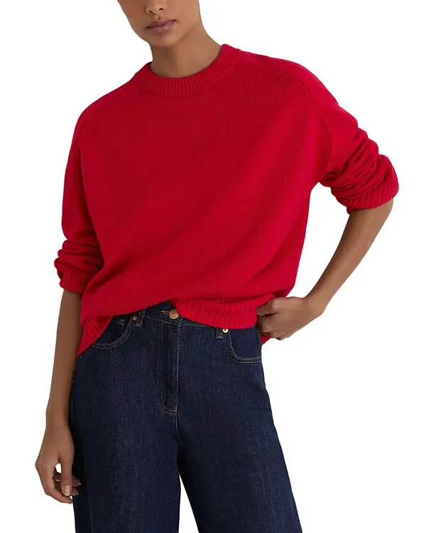 REISS Riley Wool & Cashmere Crewneck Sweater - Red