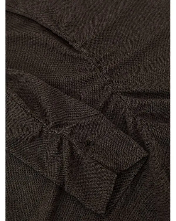 REISS Heidi Ruched Mock Neck Top - Chocolate