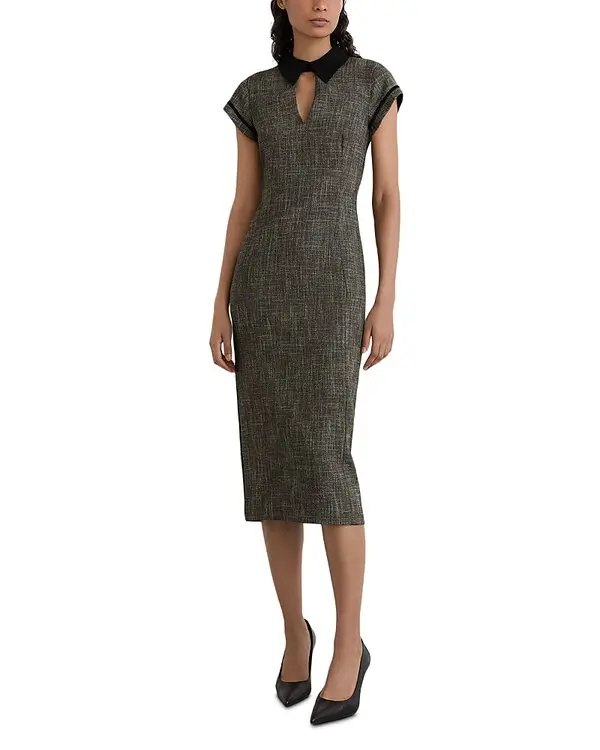 REISS Ava Fitted Cap Sleeve Midi Dress