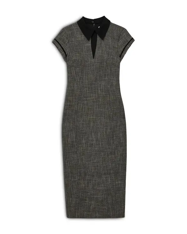 REISS Ava Fitted Cap Sleeve Midi Dress