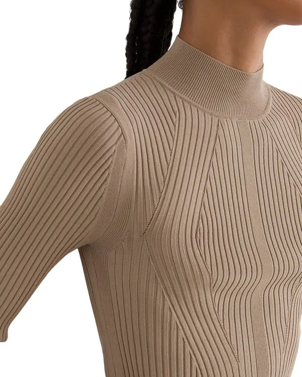 REISS Nancy Directional Rib Knit Top - Neutral