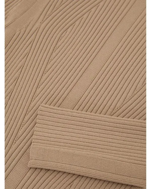 REISS Nancy Directional Rib Knit Top - Neutral