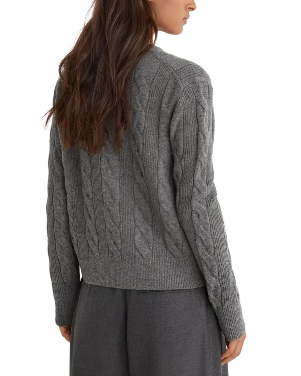 REISS Elowen Wool & Cashmere V-neck Cable Knit Cardigan Sweater
