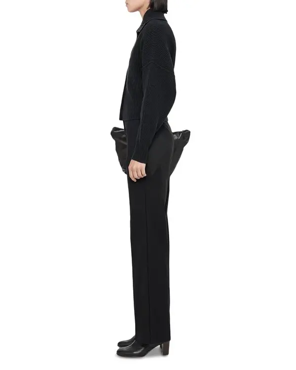 ALLSAINTS Caron Wool Funnel Neck Cardigan - Navy Blue