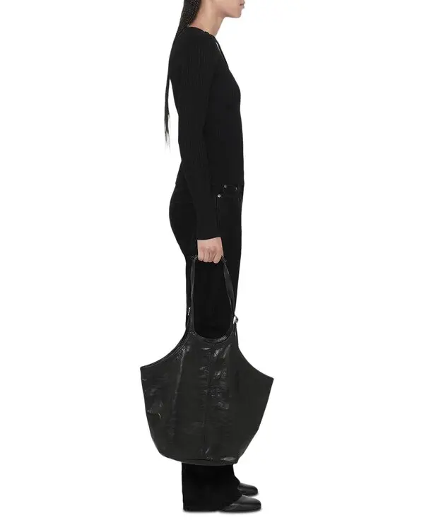 ALLSAINTS Cruz Cutout Asymmetrical Button Front Top - Black