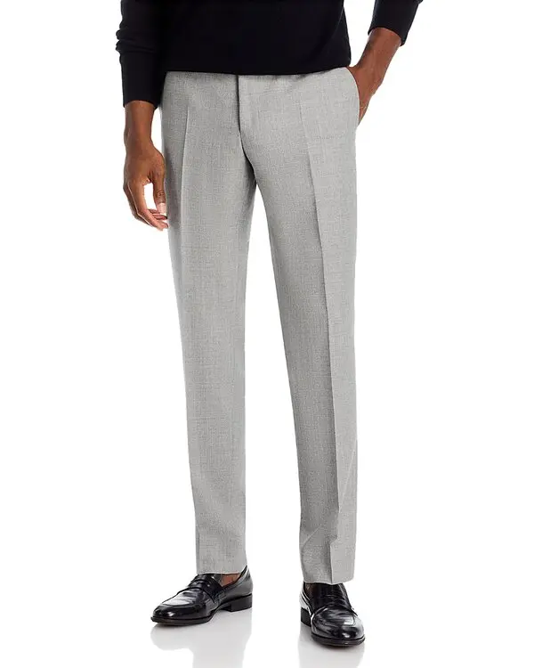 Canali Capri Melange Solid Slim Fit Dress Pants