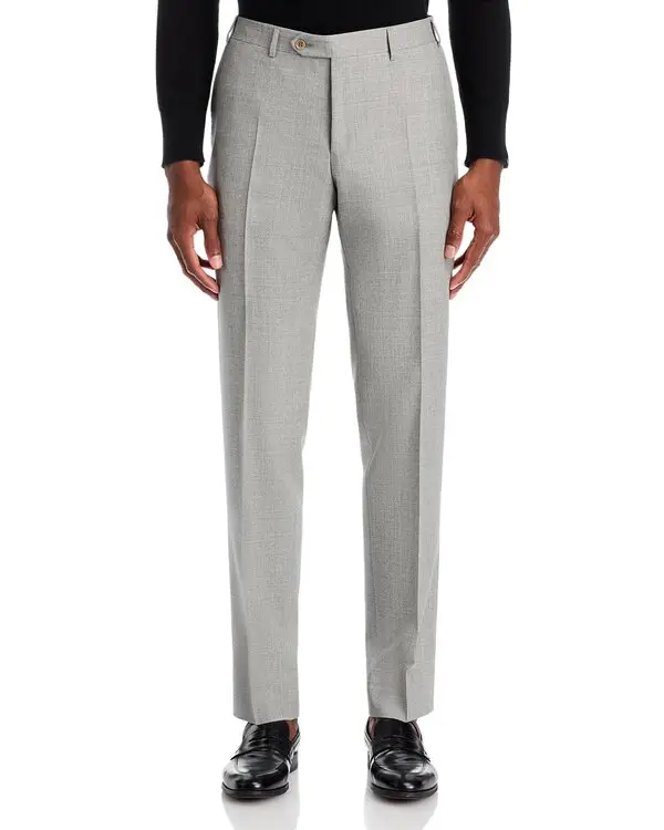 Canali Capri Melange Solid Slim Fit Dress Pants