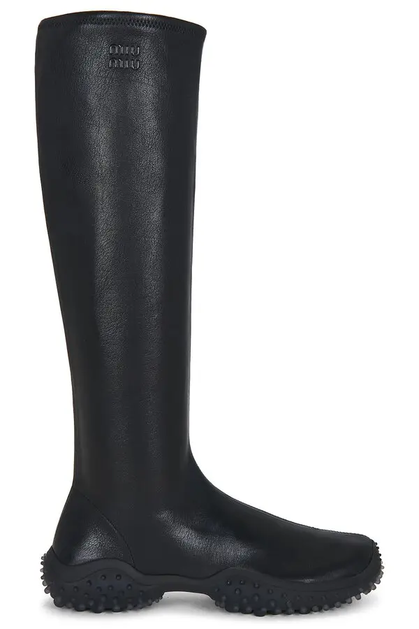 Miu Miu Nappa Stretch Bubble Boot In Black
