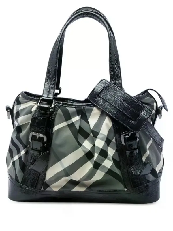 Burberry 2000-2017 Medium Beat Check Nylon Lowry Satchel