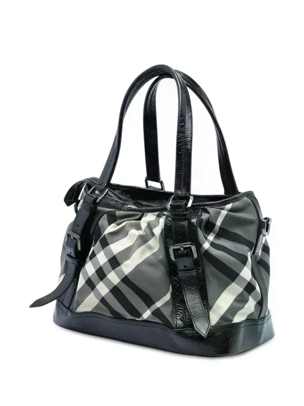 Burberry 2000-2017 Medium Beat Check Nylon Lowry Satchel