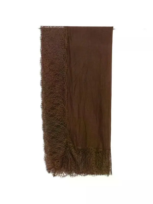 Ermanno Scervino Lace-trim Cashmere Scarf - Brown