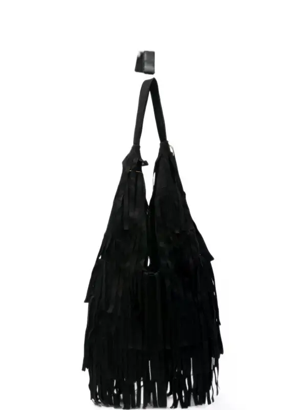 LA MILANESA Large Aretha Fringed Shoulder Bag - Black
