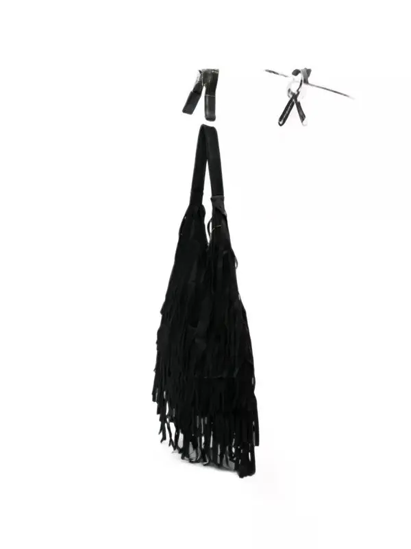 LA MILANESA Large Aretha Fringed Shoulder Bag - Black