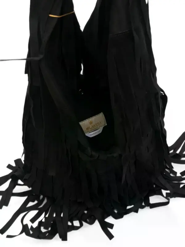 LA MILANESA Large Aretha Fringed Shoulder Bag - Black