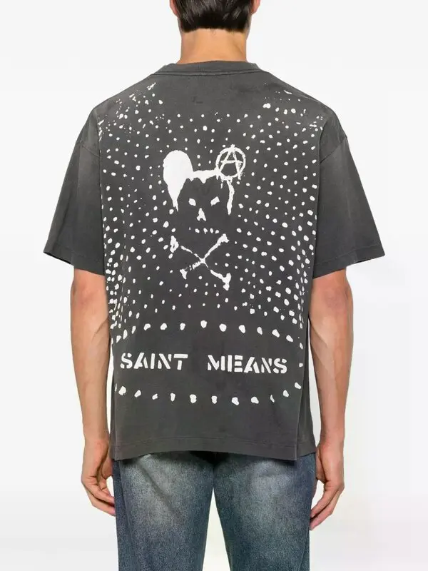 SAINT MXXXXXX Graphic-print Distressed T-shirt
