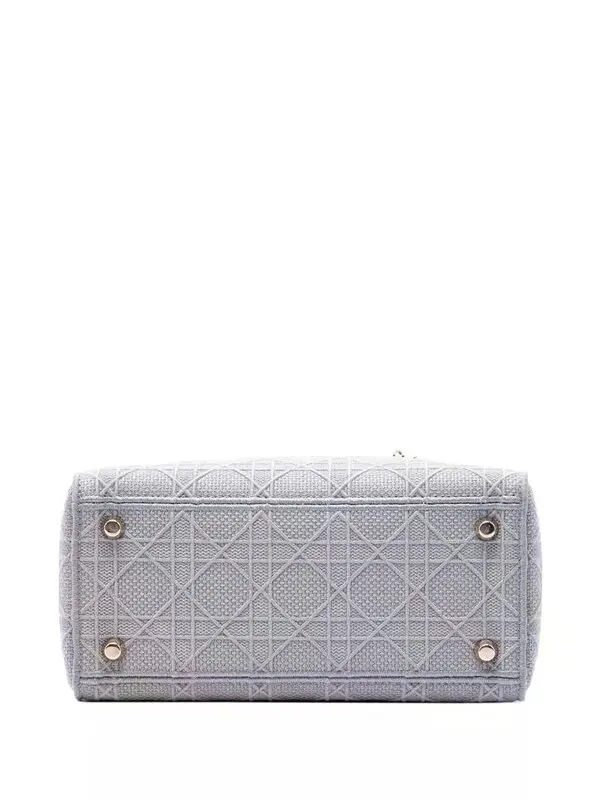 Dior 2020 Medium Embroidered Canvas Cannage Lady D Lite Satchel