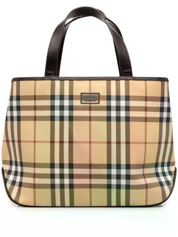 Burberry 2000-2017 House Check Coated Canvas Tote Bag