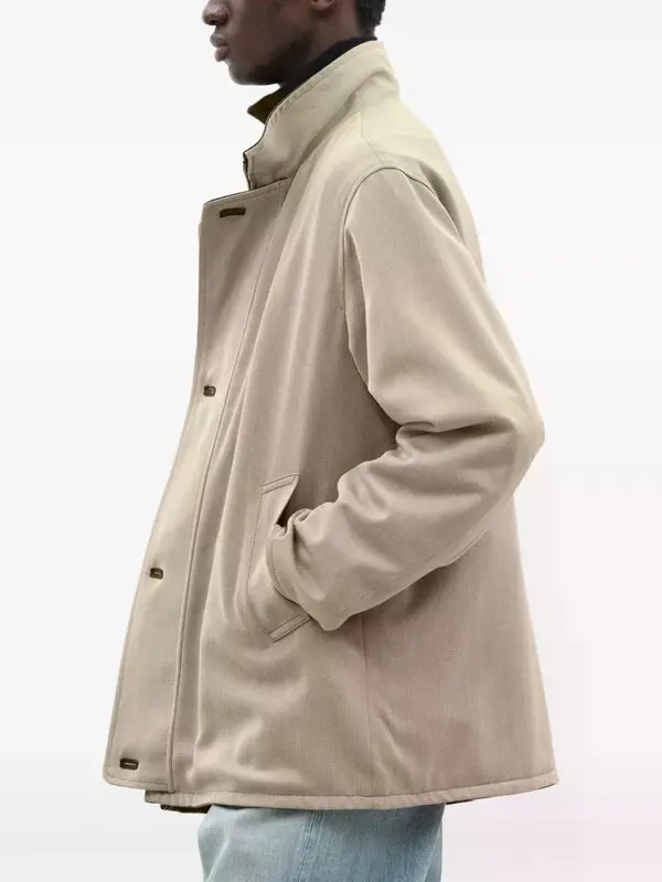 Auralee Reversible Wool-twill Leather Coat