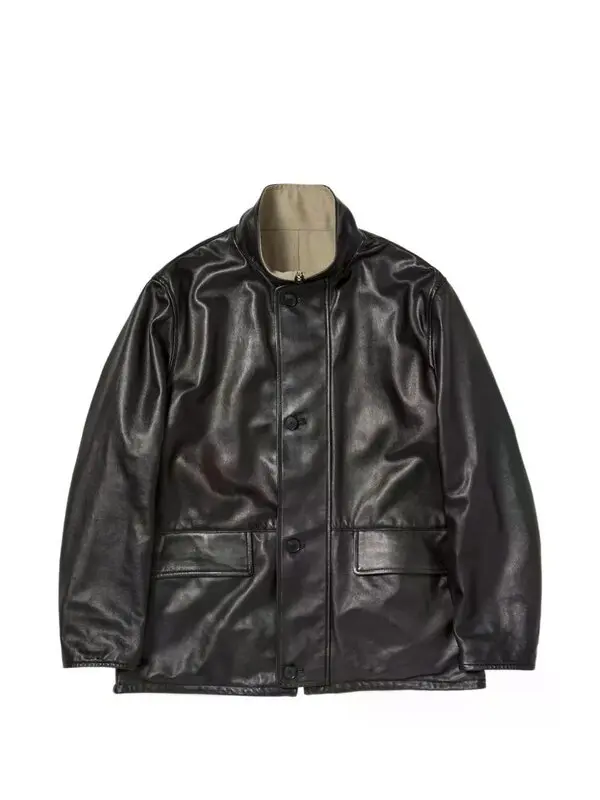 Auralee Reversible Wool-twill Leather Coat