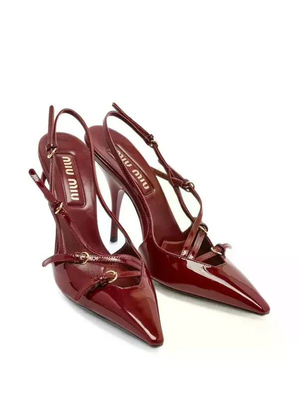 Miu Miu Pointed Toe Slingback Pumps - Red