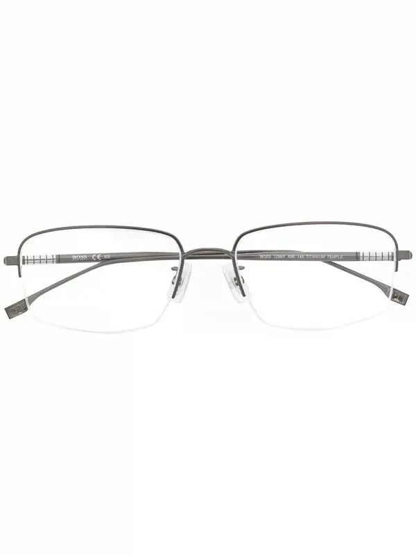 BOSS Rectangle-frame Logo-emed Glasses - Silver