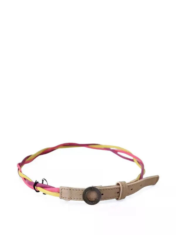 Costume National Braided Leather Circle-buckle Belt - Neutrals