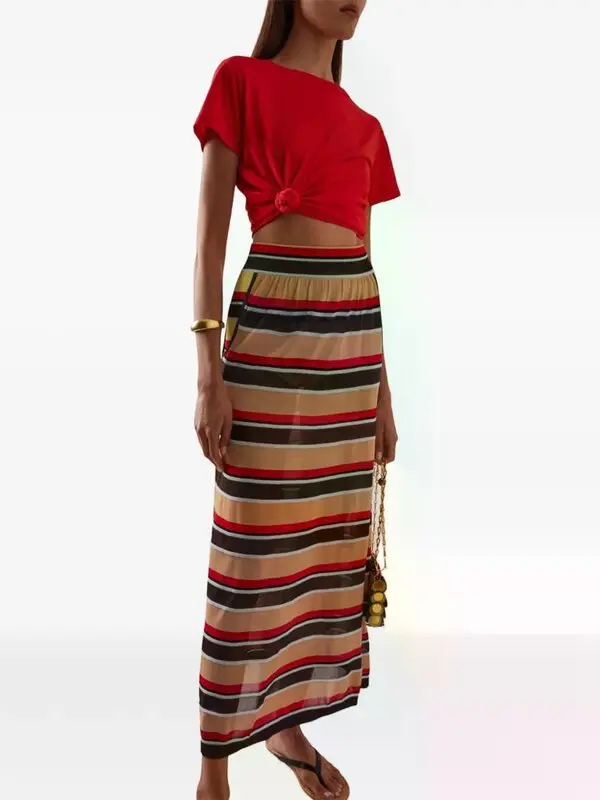 Rabanne Striped Semi-sheer Maxi Skirt - Neutrals