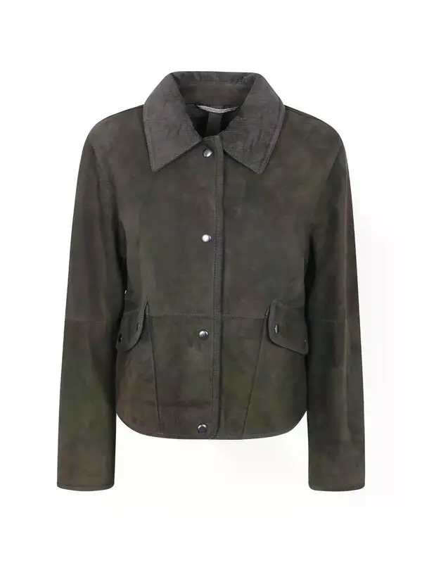THE JACKIE LEATHERS Corduroy-collar Suede Jacket