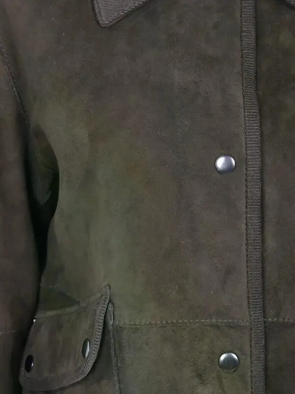 THE JACKIE LEATHERS Corduroy-collar Suede Jacket