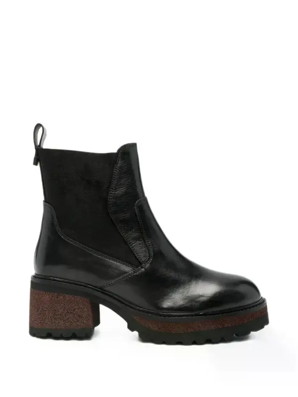 CAFÈNOIR Panelled Leather Ankle Boots - Black