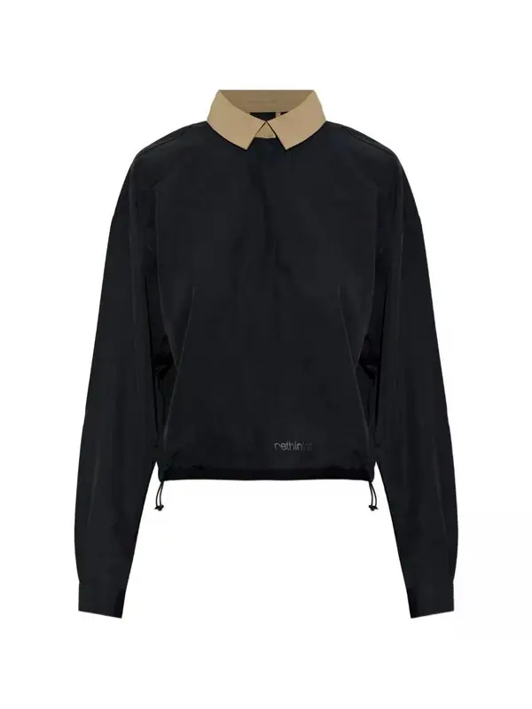 RETHINKIT STUDIOS Contrast-collar Drawstring T-shirt - Black
