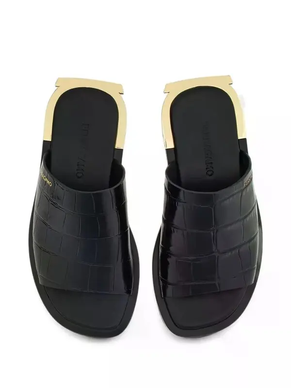 FERRAGAMO Crocodile-effect Leather Sandals