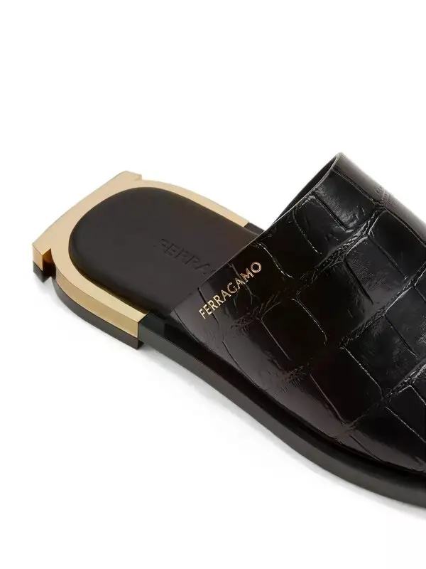 FERRAGAMO Crocodile-effect Leather Sandals