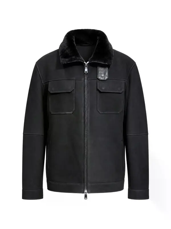 POCHE PARIS Shearling-collar Pocket-detail Jacket