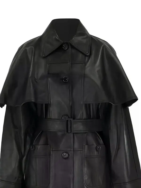 Sea Caitlin Cape-detail Leather Trench Coat
