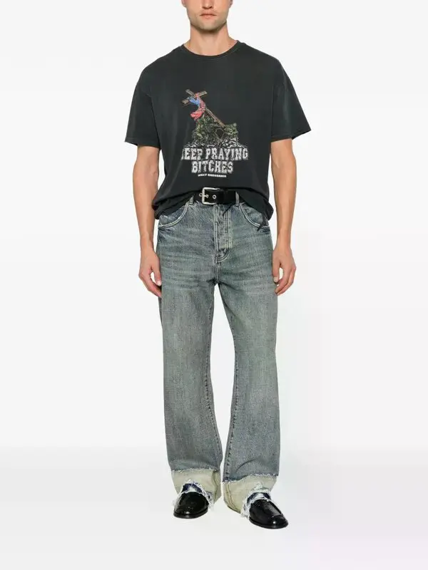 PURPLE BRAND Faded Distressed-cuff Jeans