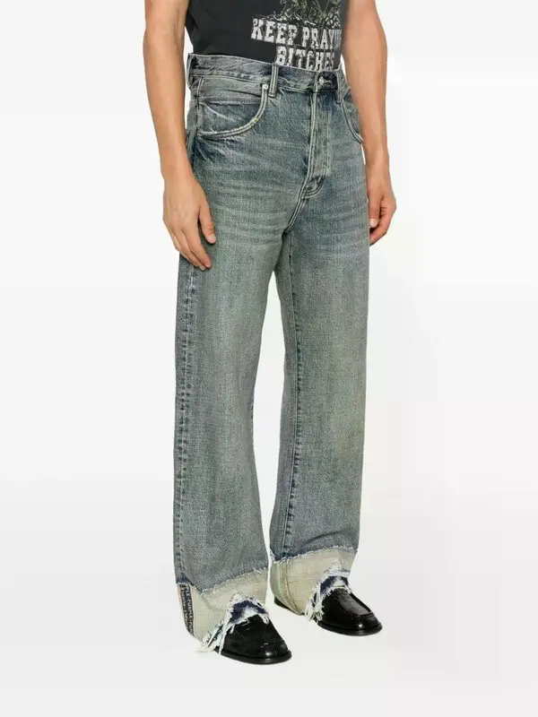PURPLE BRAND Faded Distressed-cuff Jeans