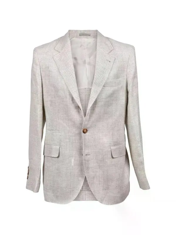 Brunello Cucinelli Checked Linen-blend Suit