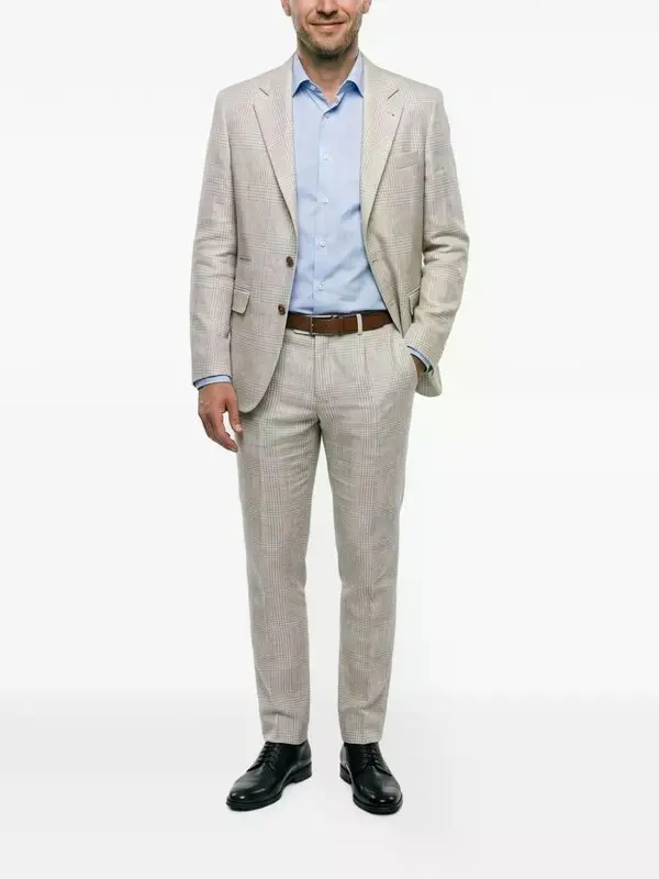Brunello Cucinelli Checked Linen-blend Suit