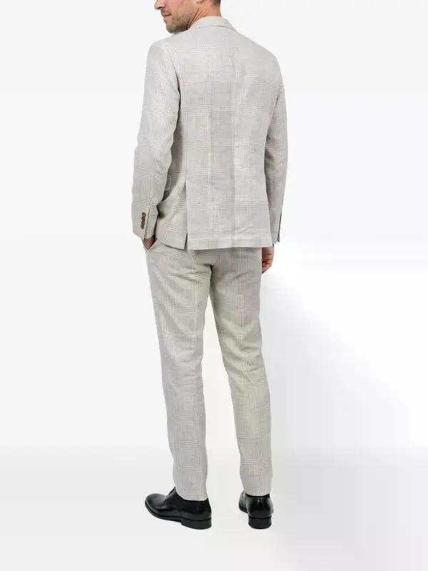 Brunello Cucinelli Checked Linen-blend Suit