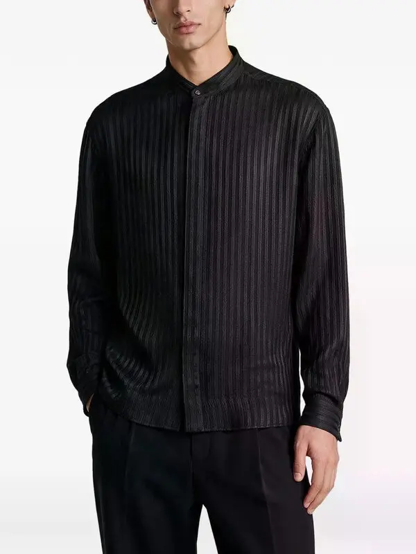 Giorgio Armani Stripe-patterned Band-collar Shirt