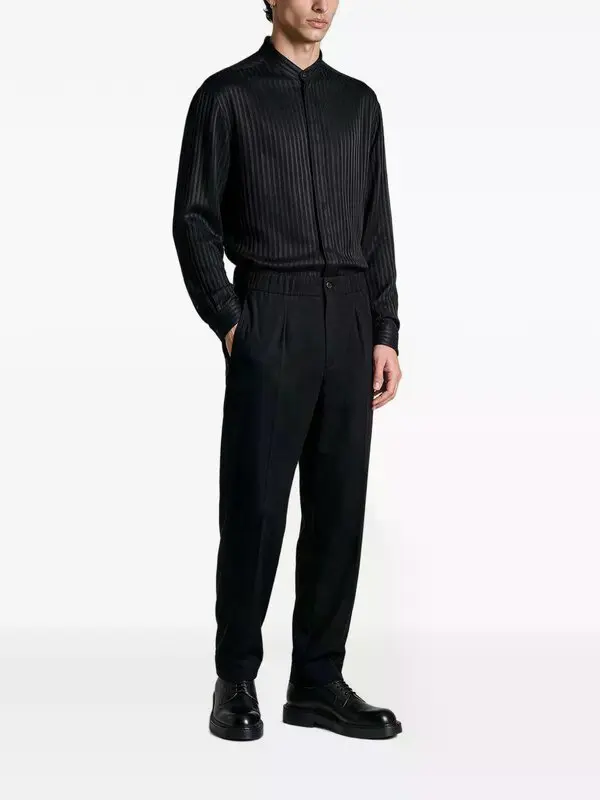 Giorgio Armani Stripe-patterned Band-collar Shirt