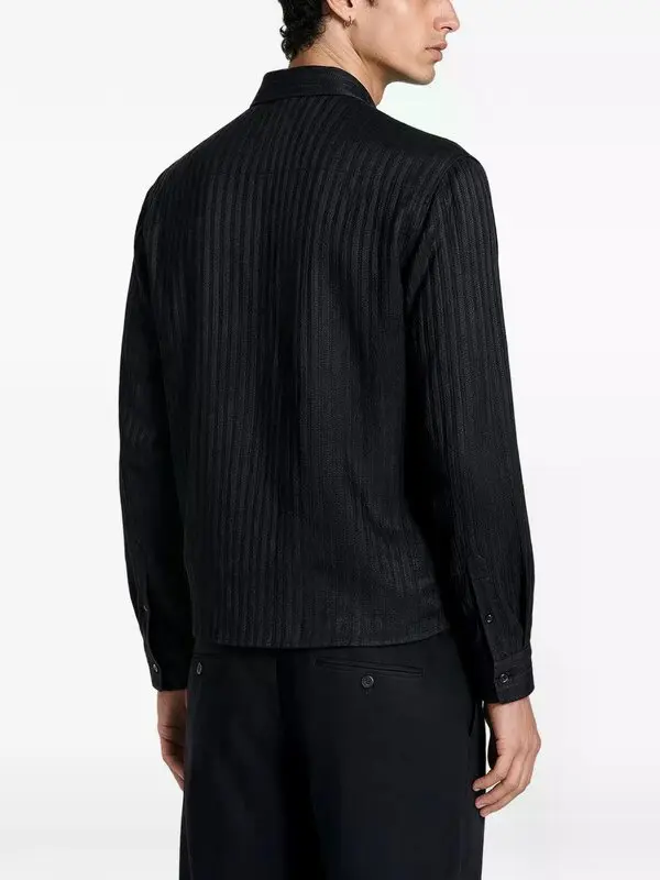 Giorgio Armani Stripe-patterned Band-collar Shirt