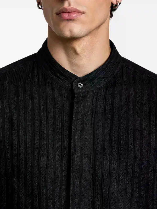 Giorgio Armani Stripe-patterned Band-collar Shirt