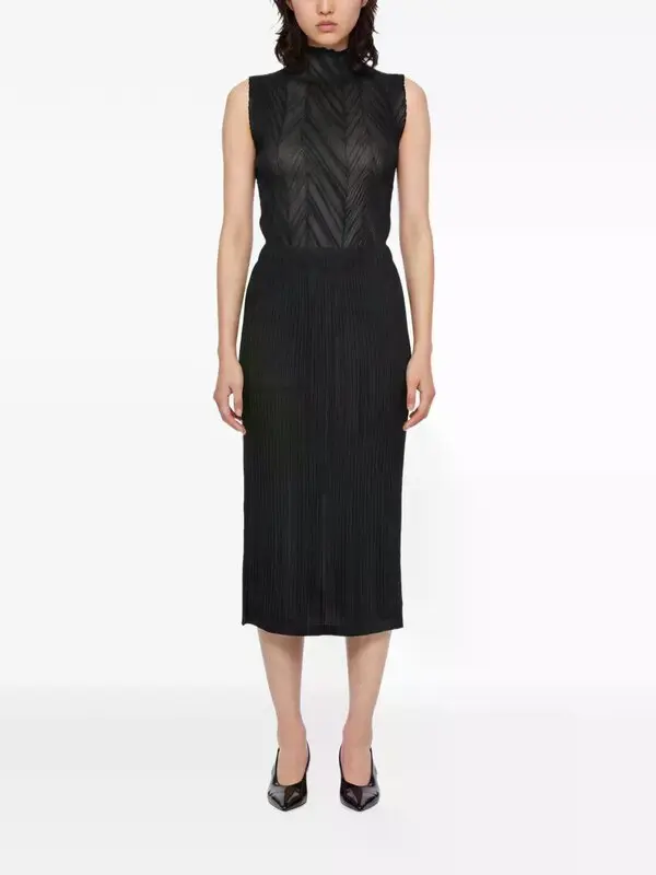 Issey Miyake Pleated Midi Skirt - Black