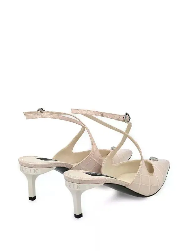 Philipp Plein Croc-effect Skull-embellished Slingback Pumps