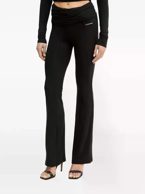 LA MANIA Jake Logo-print Flared Trousers - Black