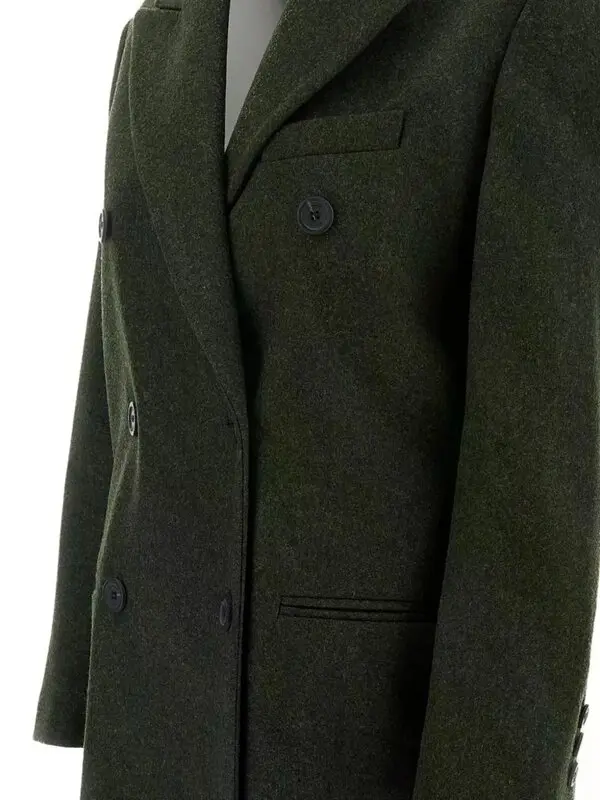 SCHNEIDERS Double-breasted Virgin Wool Coat - Green