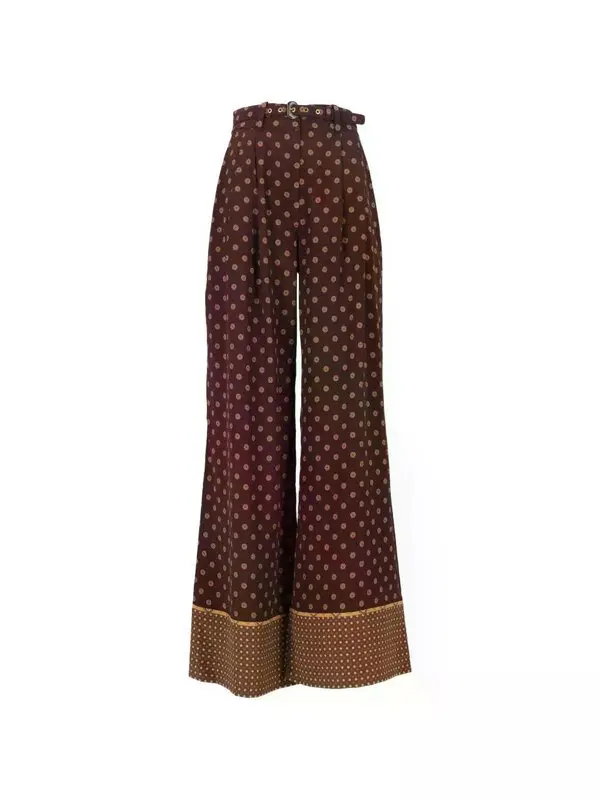 Zimmermann Geometric-print Belted Trousers - Brown