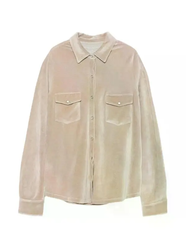 Majestic Filatures Velvet-effect Chest-pockets Shirt - Neutrals